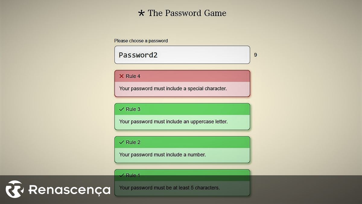 Há um novo jogo na net. "Password Game" possivelmente vai levá-lo a ...